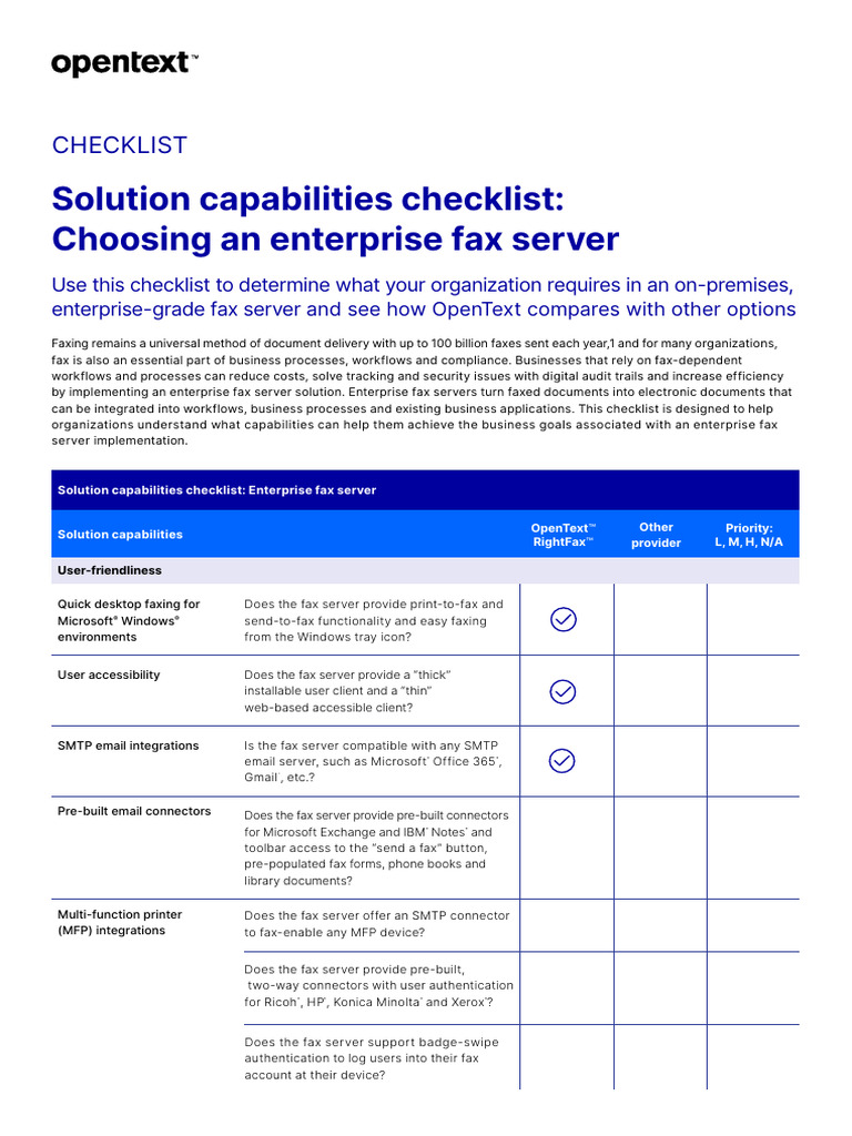 Opentext Clist Enterprise Fax Server Checklist | PDF | Transport Layer Security | Fax