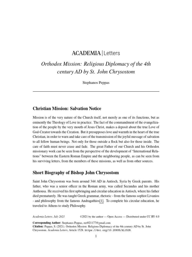 Orthodox Mission Religious Diplomacy | PDF | Eastern Orthodox Church
