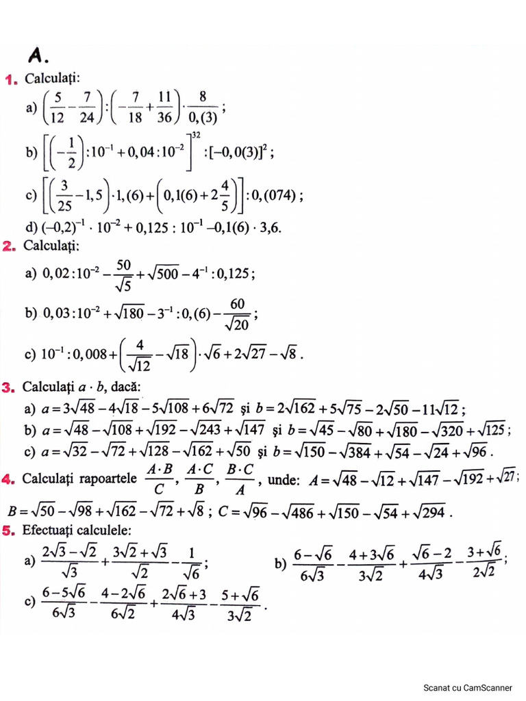 Fisa Lucru Algebra Clasa 7 | PDF