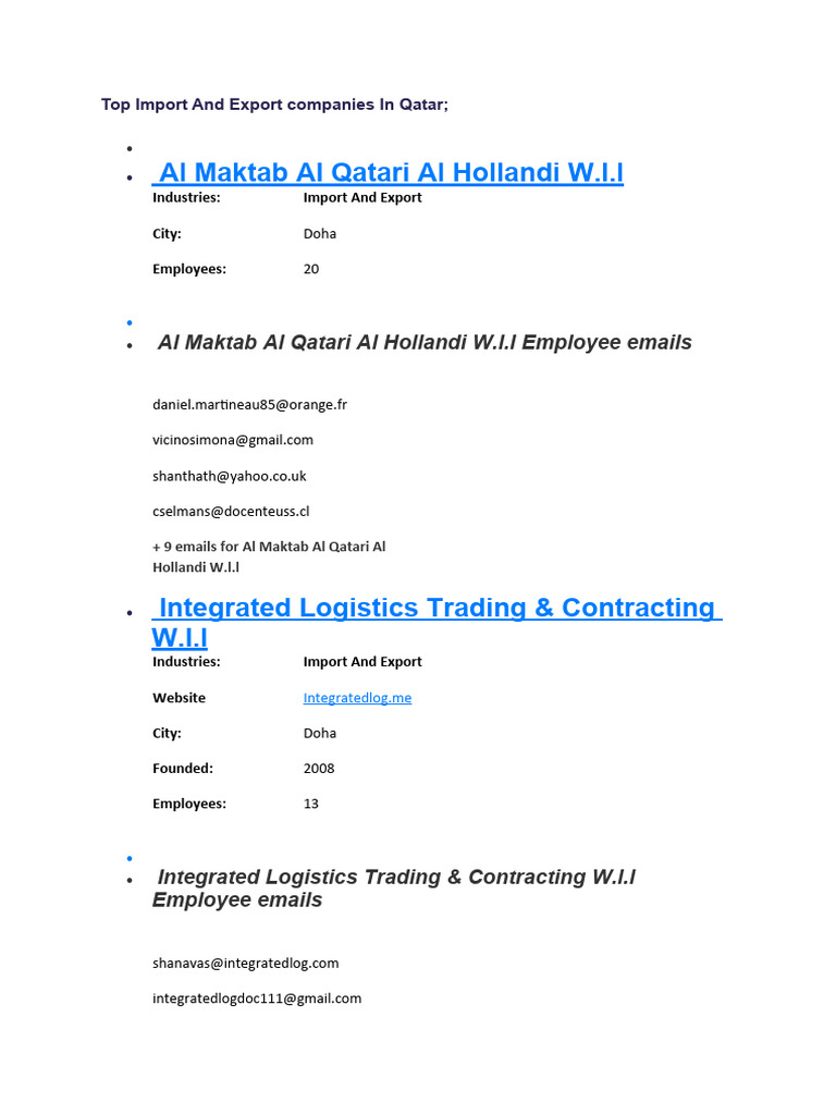 Top Import And Export companies In Qatar | Download Free PDF | Doha | Qatar