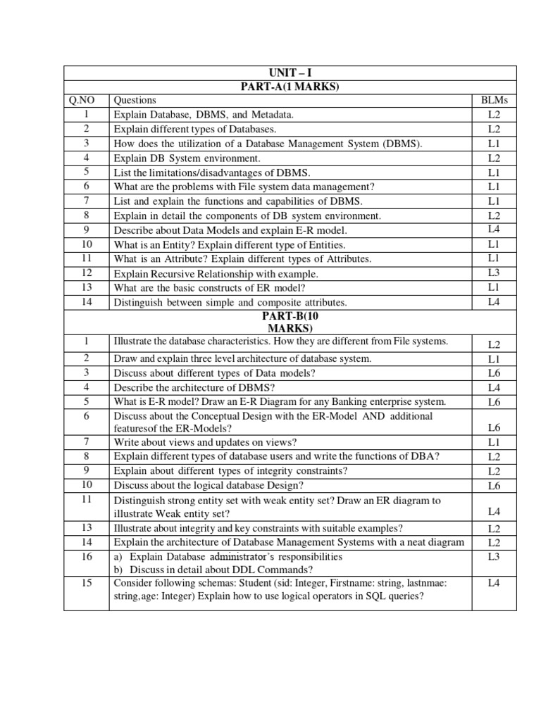 Dbms Qutn Bank Updated Pdf Relational Model Databases