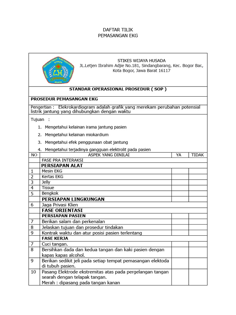 Daftar Tilik EKG | PDF | Sains & Matematika