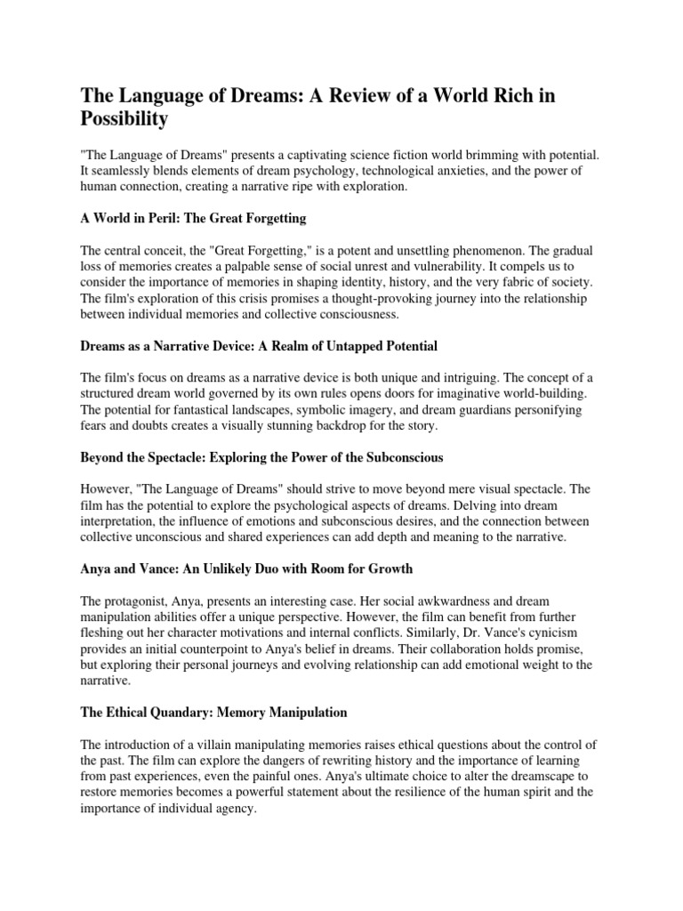 The Language of Dreams | PDF | Dream | Unconscious Mind