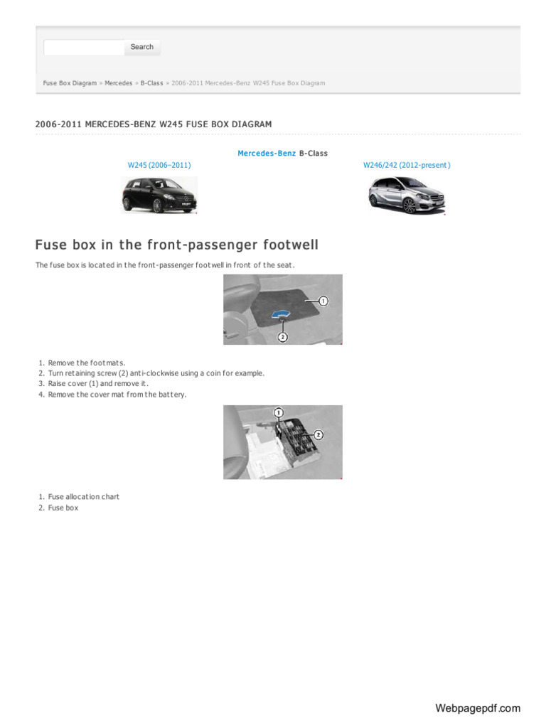 Mercedes w245 Fuse Relay | PDF