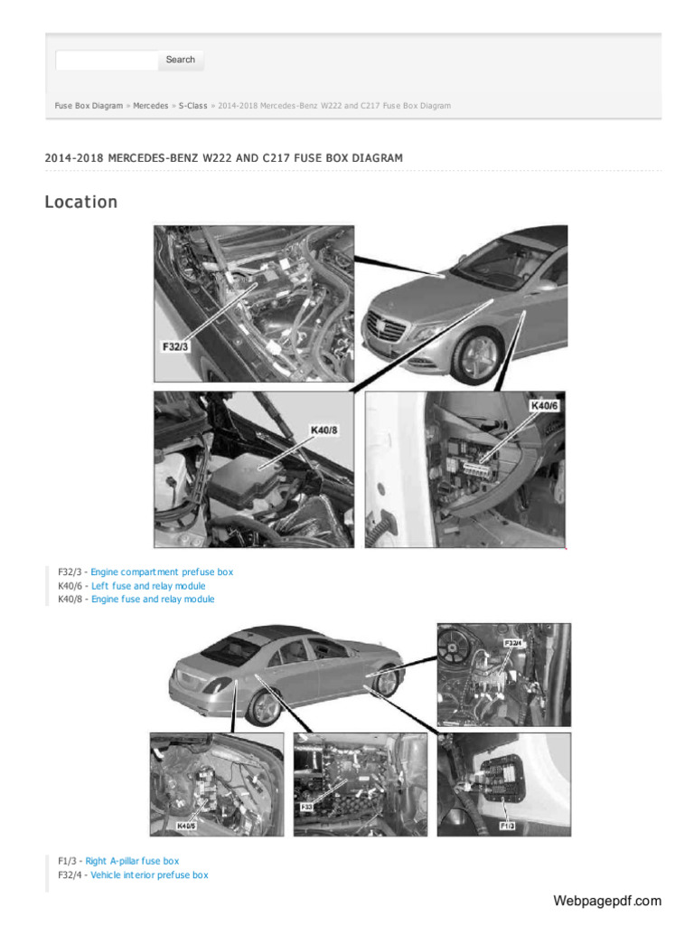 Mercedes w222 c217 Fuse Relay | PDF | Automotive Technologies | Vehicle ...