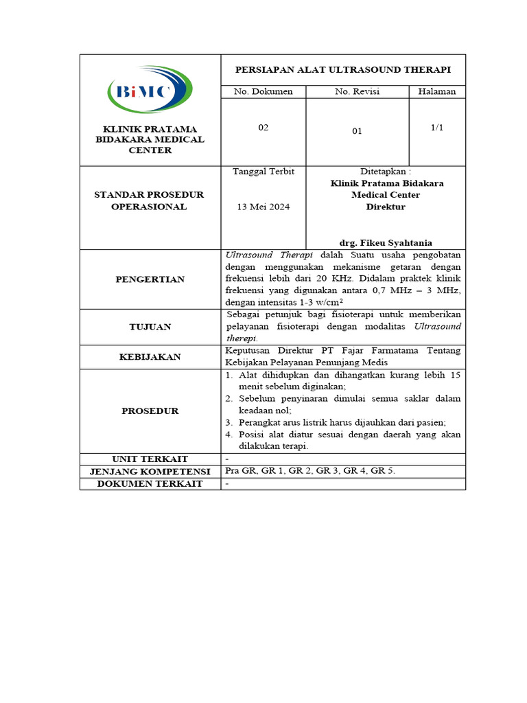 Sop Ultrasound Therapy | PDF | Pengembangan Diri | Kesehatan Holistik