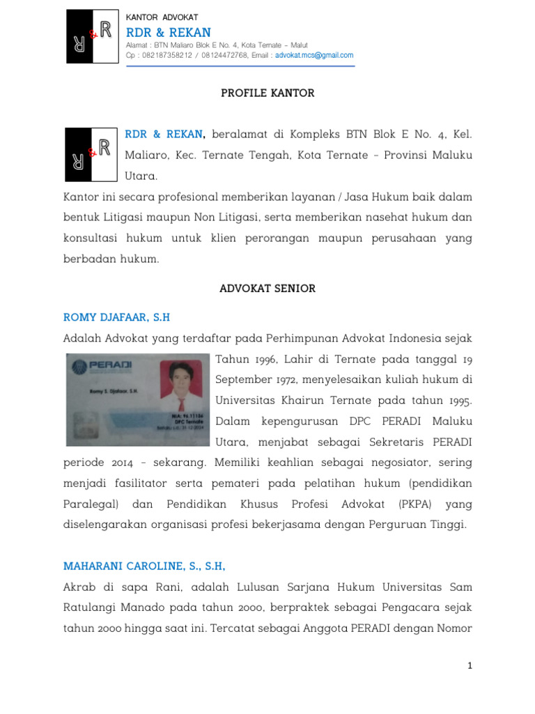 Profile Kantor RDR | PDF