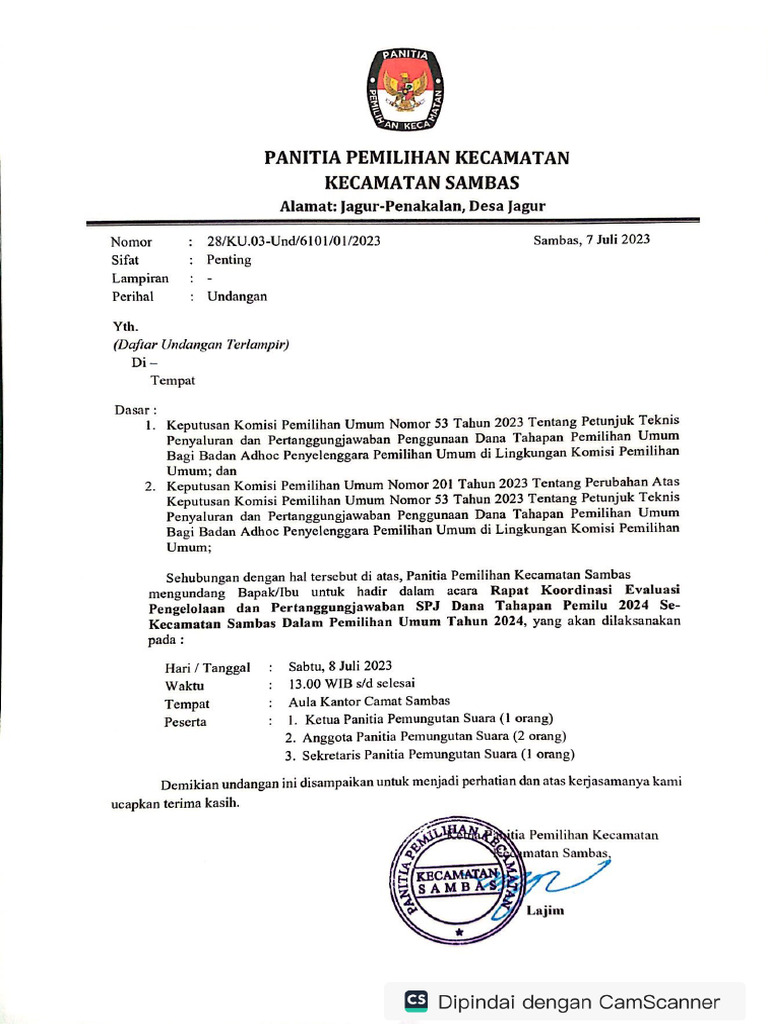 Surat Undangan Rakor Evaluasi | PDF