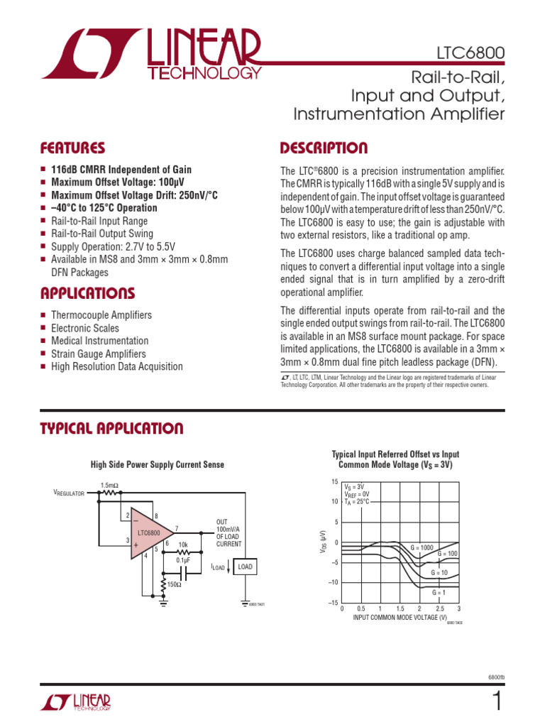 6800 FB | PDF | Operational Amplifier | Amplifier