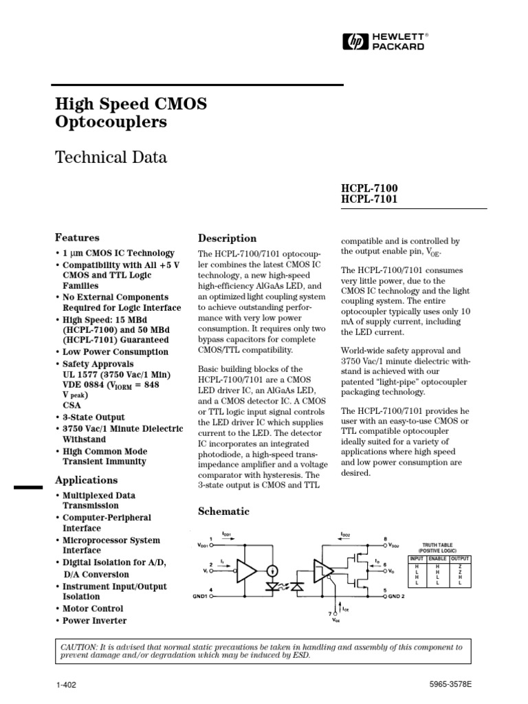 HCPL7100 | PDF | Cmos | Electrical Engineering
