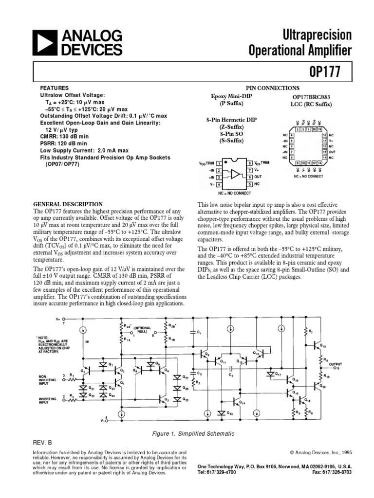 OP177 | PDF | Amplifier | Operational Amplifier