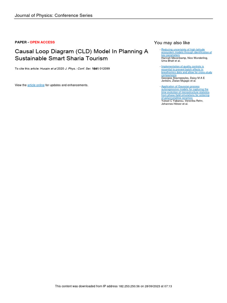 Causal Loop Diagram (CLD) Model in Planning A | PDF | Tourism | System