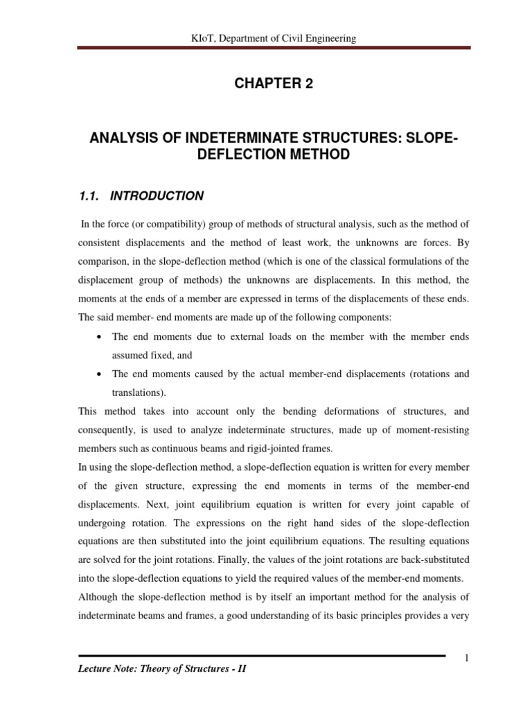lecturenote_TOS II chapter 2 slope deflection | PDF | Structural ...