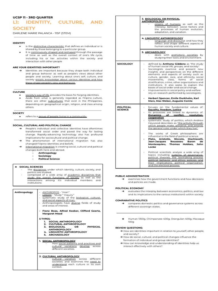 UCSP - 3RD QUARTER | PDF | Anthropology | Society