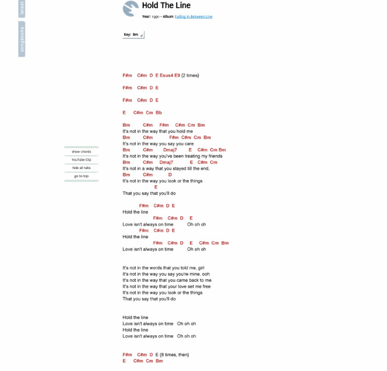 HOLD THE LINE Chords | PDF