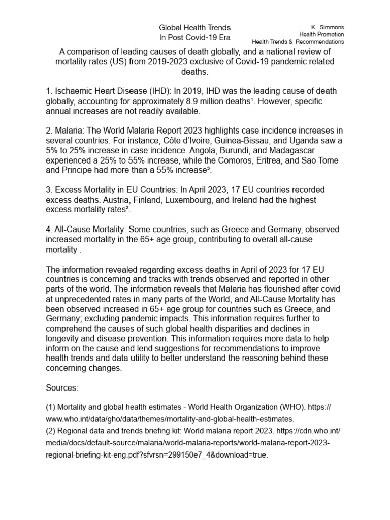 Global Health Trends | PDF | Mortality Rate | Global Health