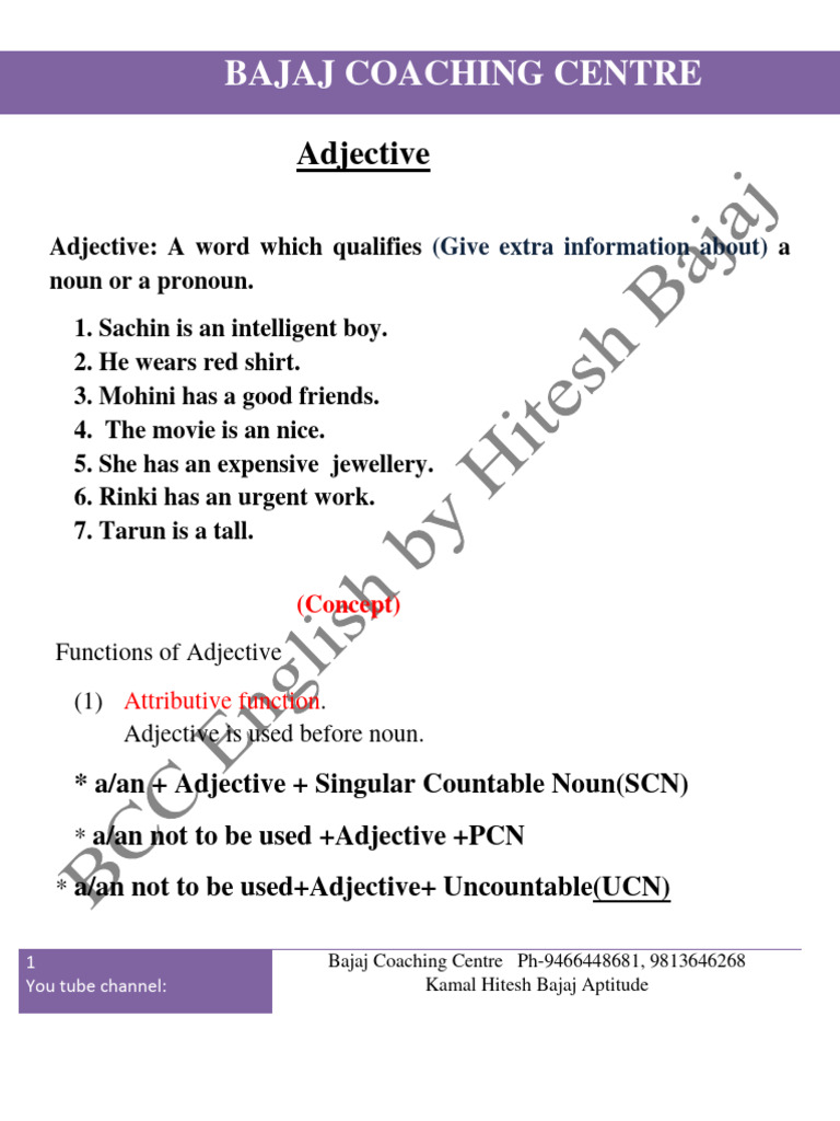 Adjective Basic Final | PDF | Adjective | Noun