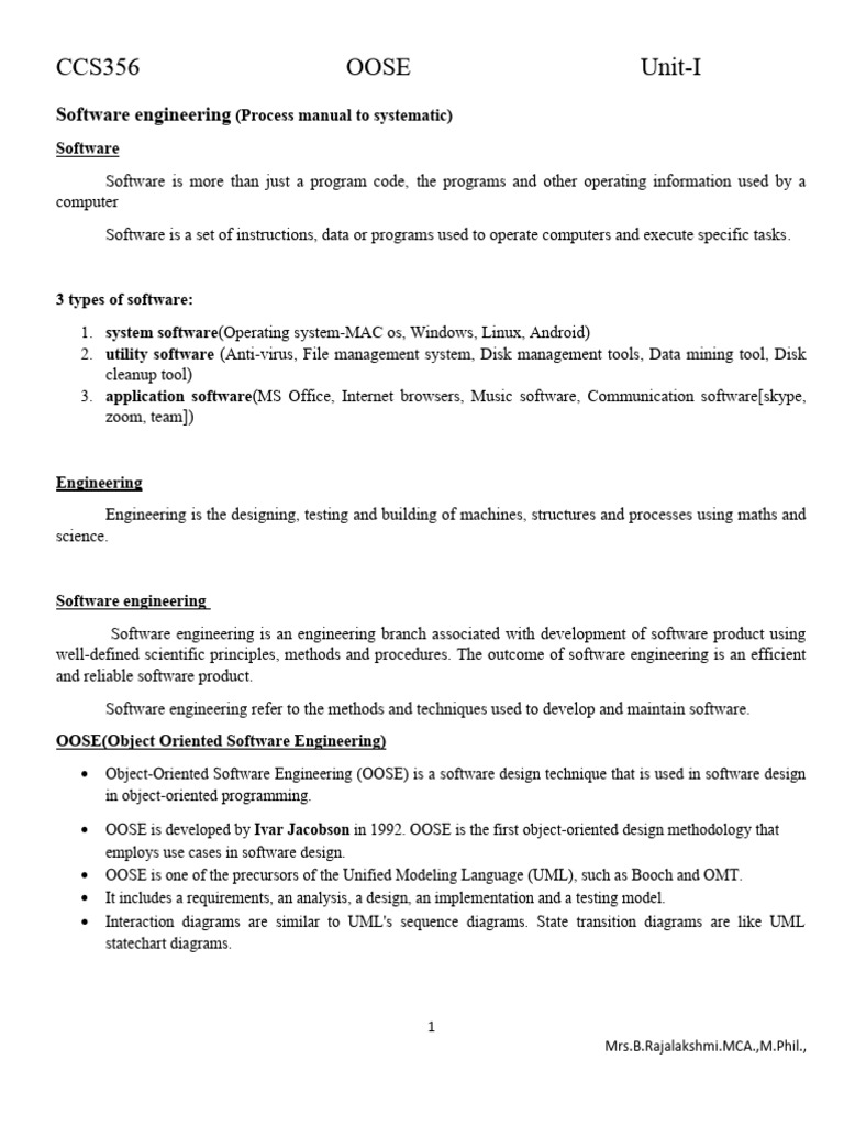 Oose Unit 1 Pdf Software Development Process Software Testing 