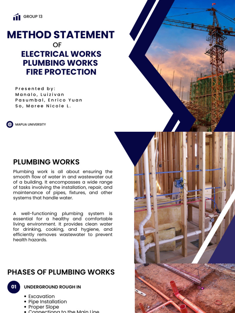 Method Statement Group13 | PDF | Plumbing | Electrical Wiring