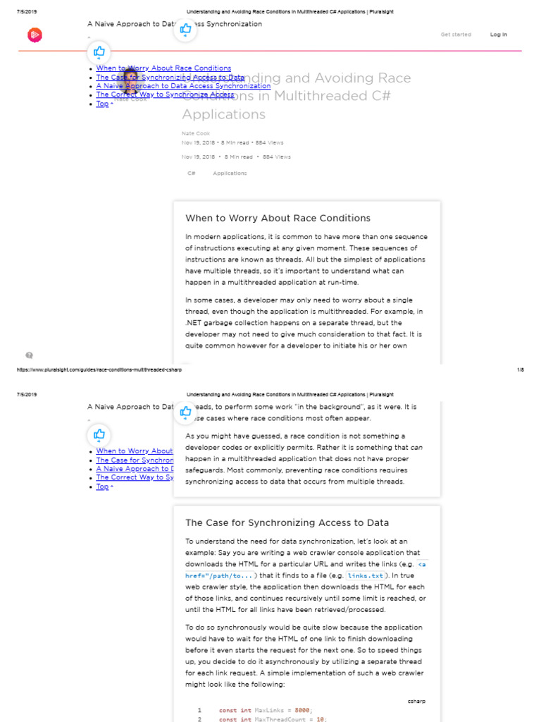 Understanding and Avoiding Race Conditions in Multithreaded C# Applications - Pluralsight | PDF ...