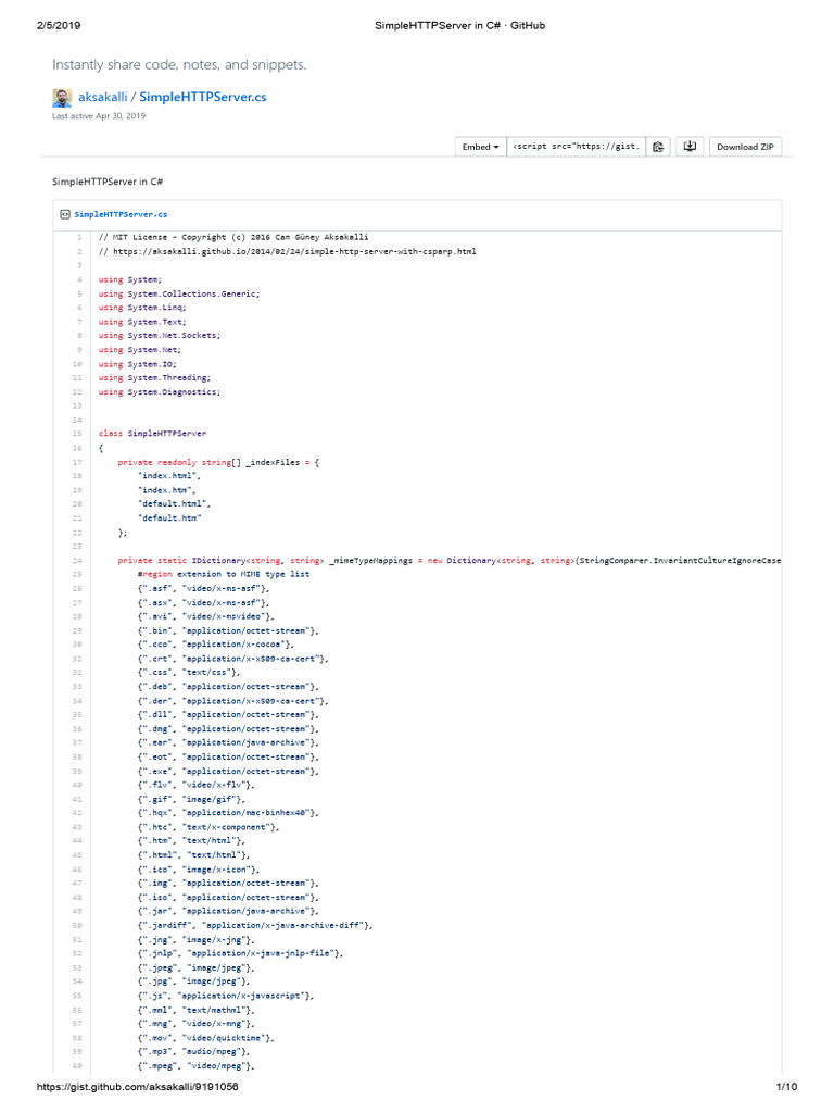 SimpleHTTPServer in C# GitHub | PDF | Git (Software) | Version Control