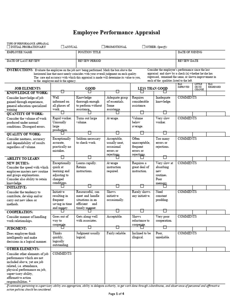Employee Performance Appraisal Guide | PDF | Performance Appraisal | Real Estate Appraisal