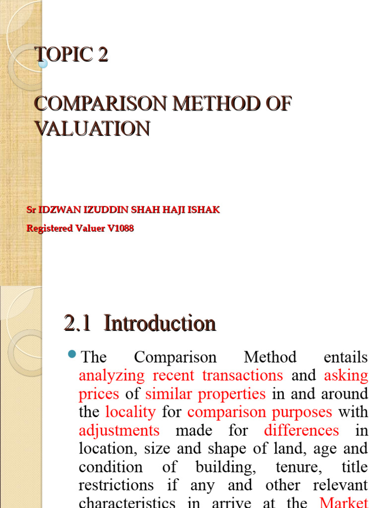 8. Comparison Method_MFM | Download Free PDF | Real Estate Appraisal ...