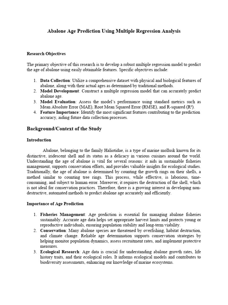 ABALONE AGE PREDICTION Jhana | PDF | Regression Analysis | Prediction