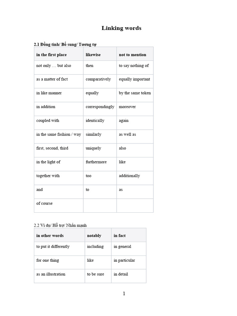Linking words | PDF