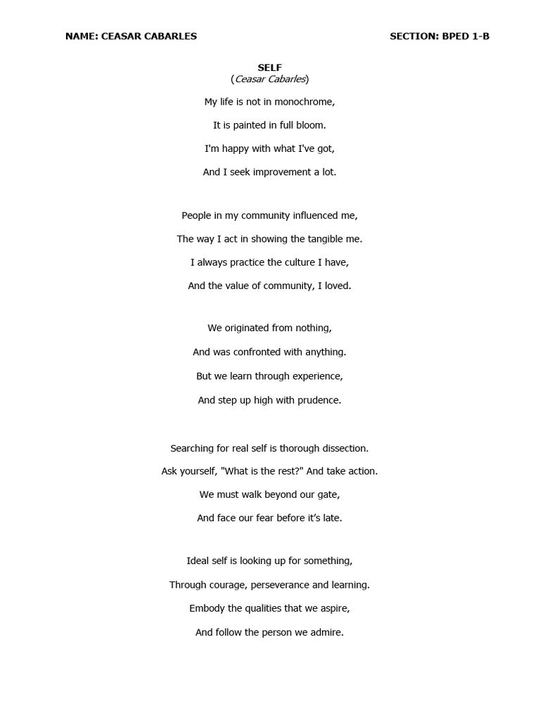 Poem | PDF | Self-Improvement