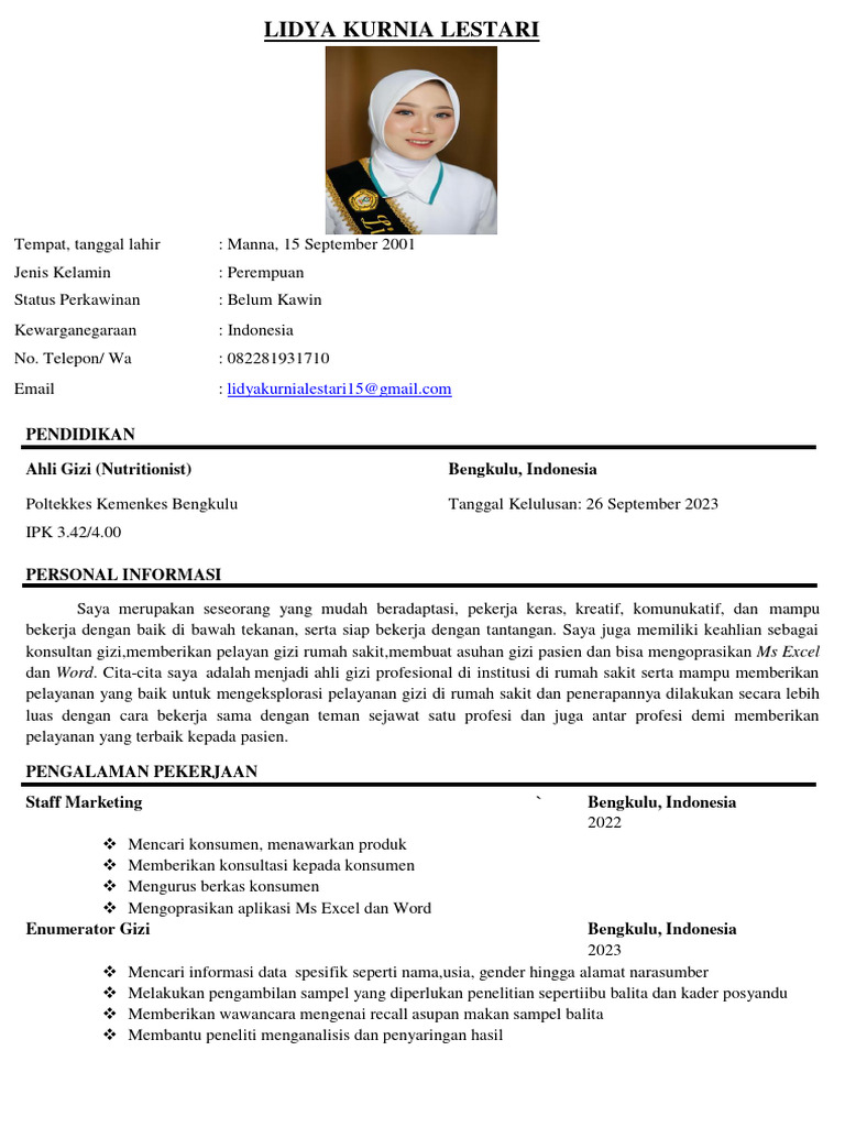 Lidya Kurnia Lestari (CV) | PDF