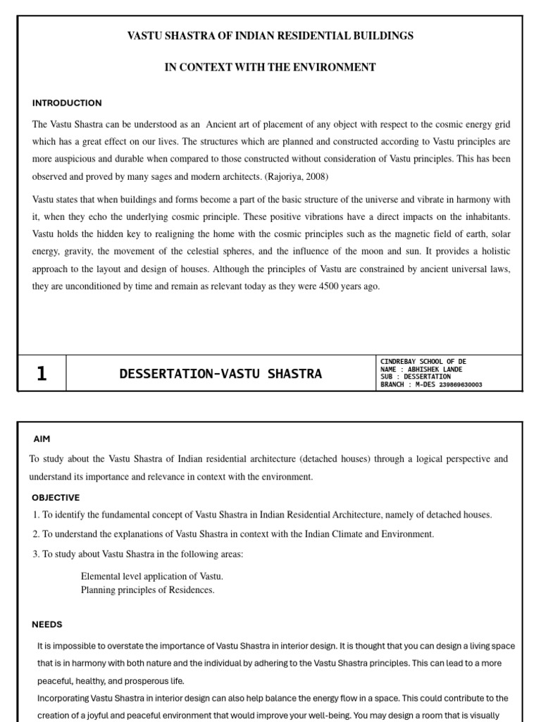 Dessertation - Vastu Shastra | PDF | Science