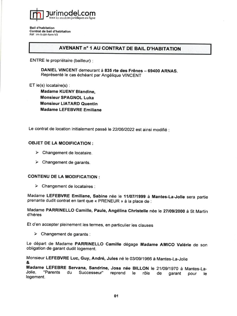 Avenant Au Bail | PDF