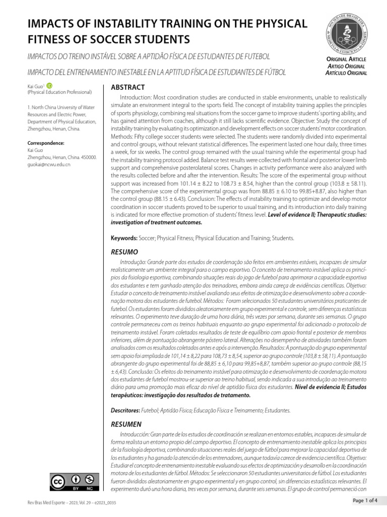 Impacts of Instability Training On The Physical Fi | PDF | Ciências e Matemática
