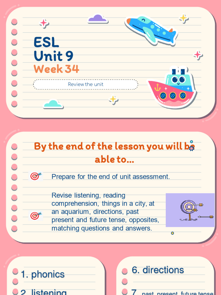 ESL Unit 9 Review: Listening & Comprehension | PDF