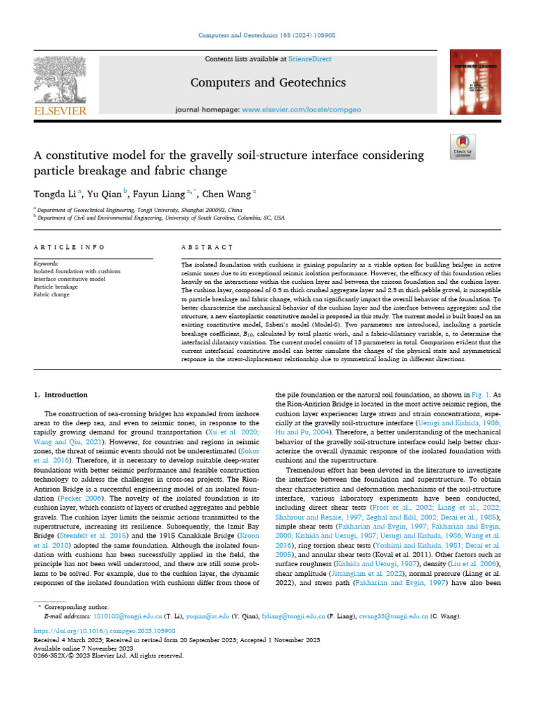 A Constitutive Model For The Gravelly Soil Structure Inter 2024 Computers An | PDF | Plasticity ...