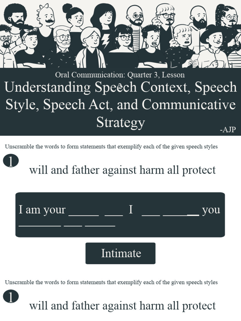Understanding Speech Context Speech Style Speech Act And Communicative Strategy Pdf