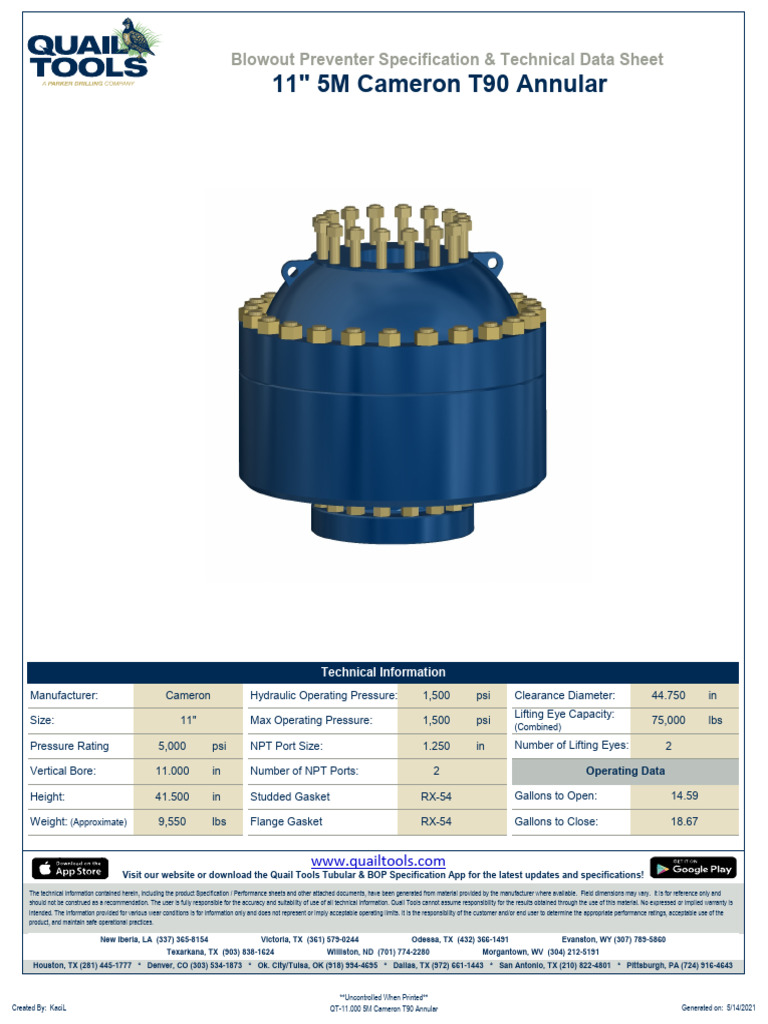 QT-11.000 5M Cameron T90 Annular | PDF
