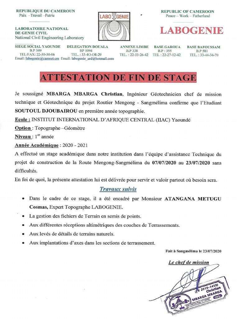 Attestation de Stage | PDF