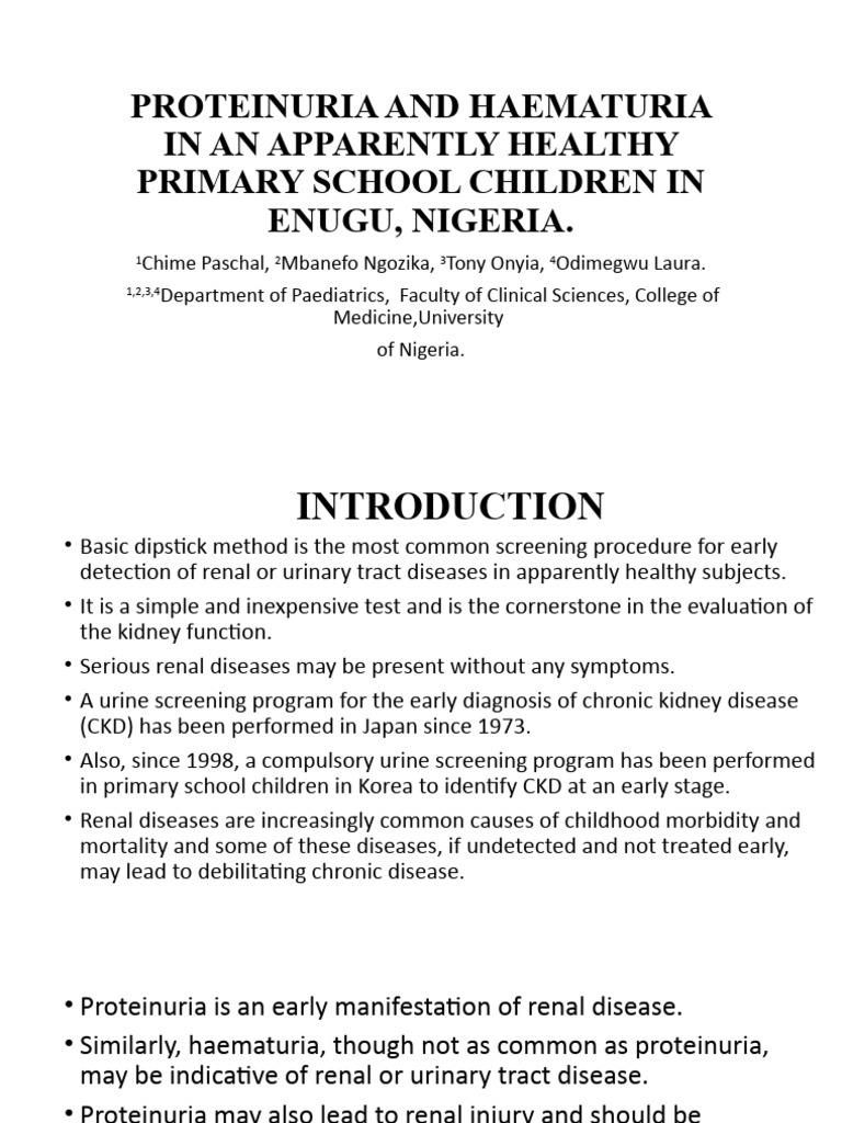 029a - PROTEINURIA AND HAEMATURIA IN AN APPARENTLY HEALTHY PRIMARY ...