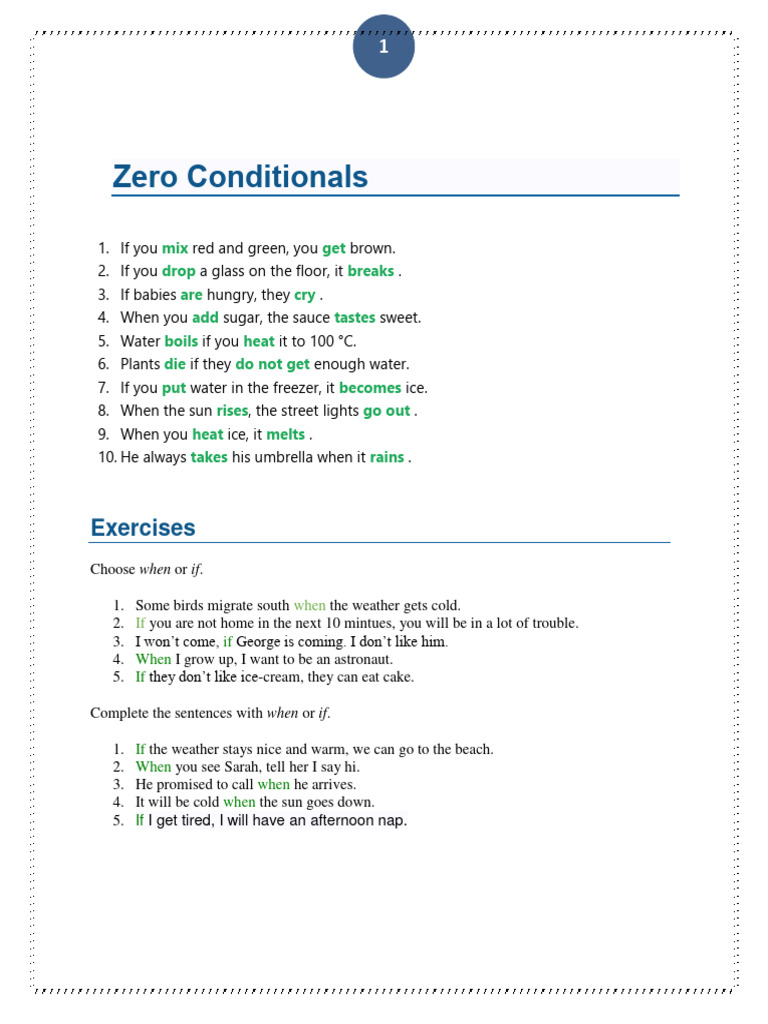 Conditionals - Key 2024 - 1 | PDF
