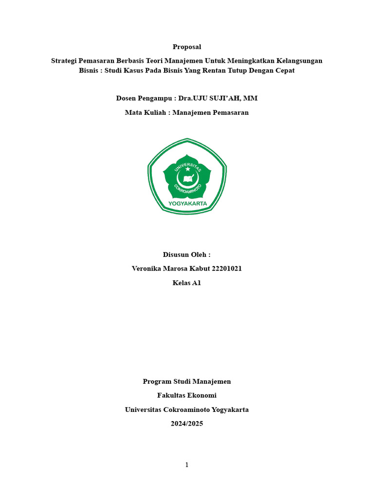 PROPOSAL MP Veronika 26 Kelas A1 | PDF