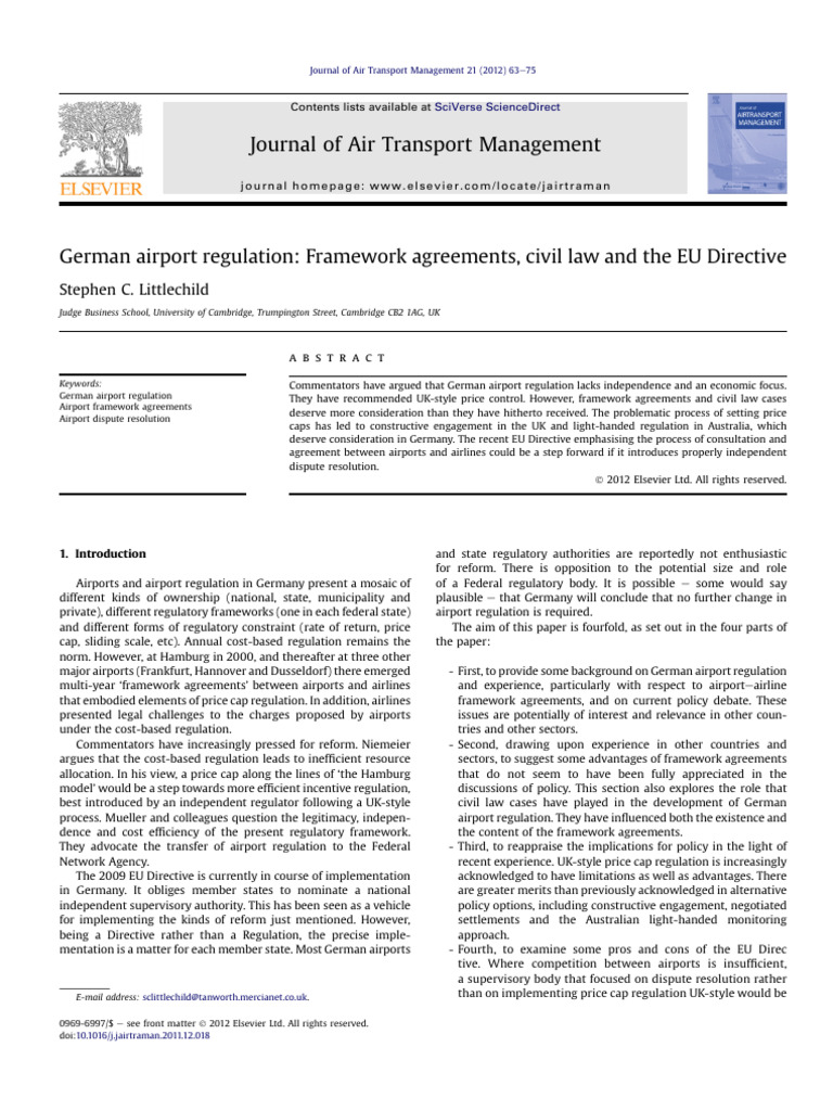 German Airport Regulation Insights | PDF | Airport | Airlines