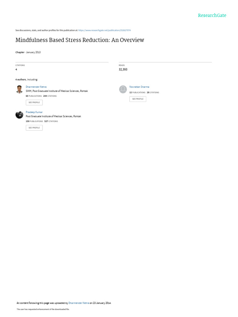 Mindfulness Based Stress Reduction (MBSR) Program: An Overview | PDF ...