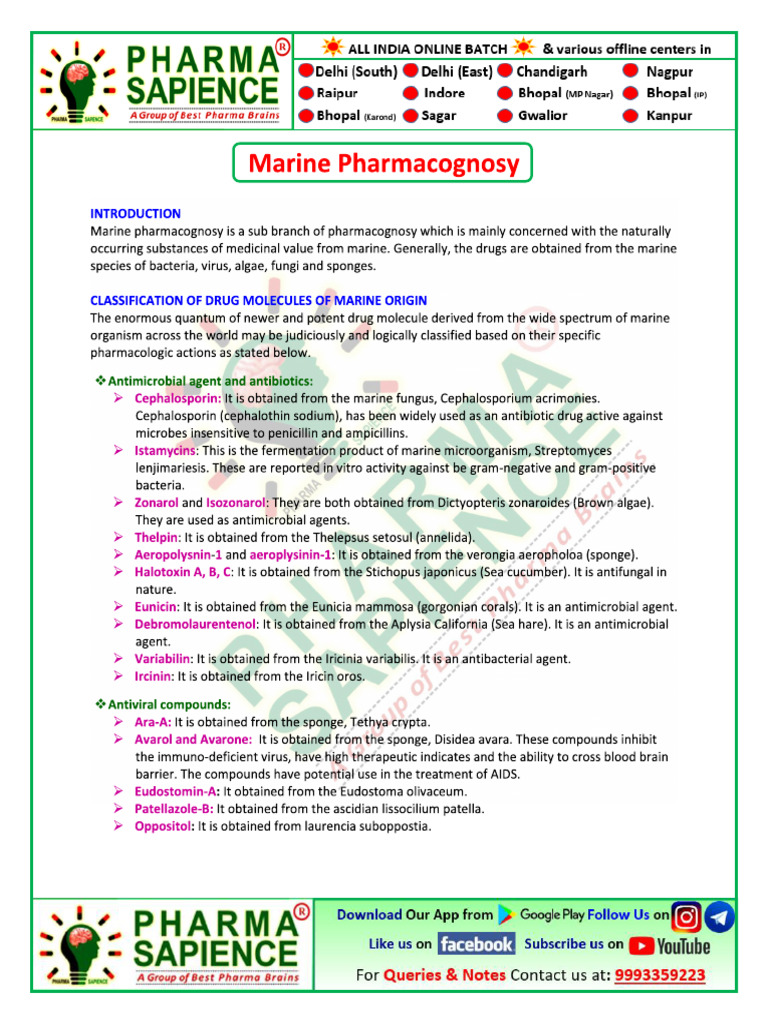 Cognosy - Marine Pharmacognosy | PDF