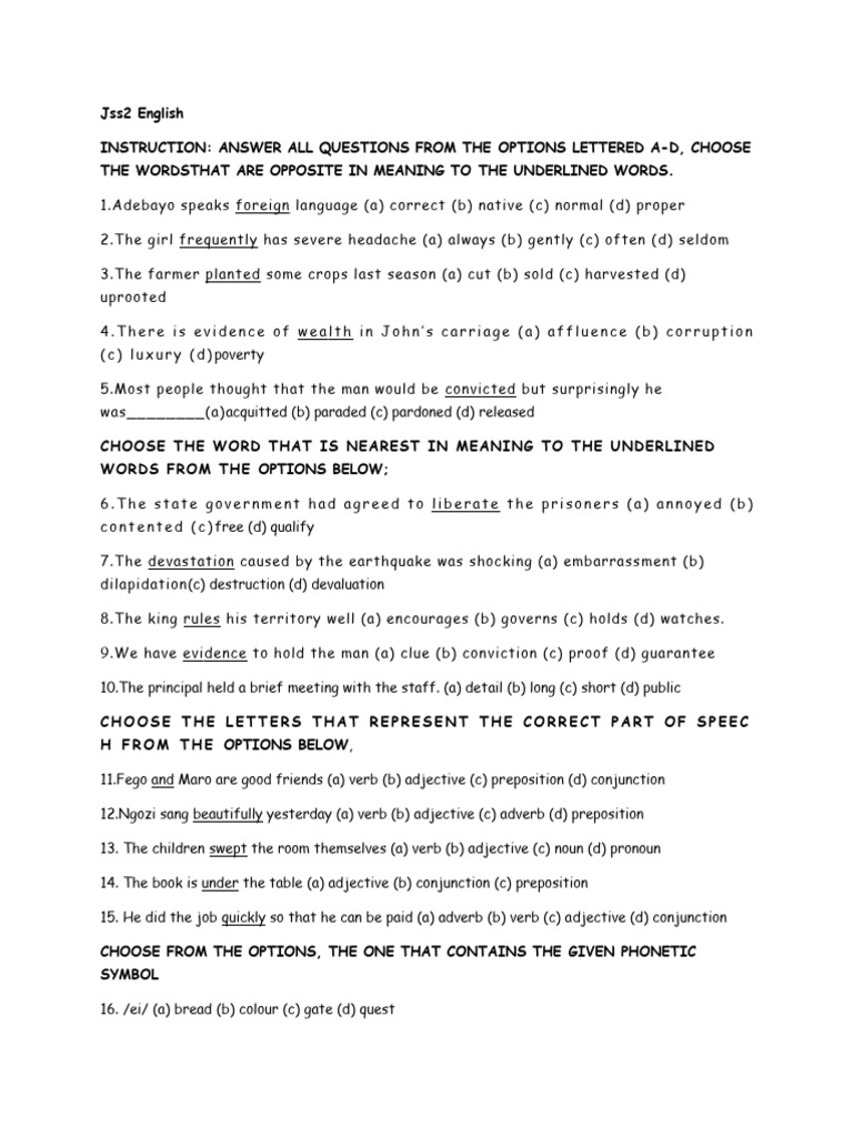 jss2 English 3rd Term | PDF | Adjective | Adverb