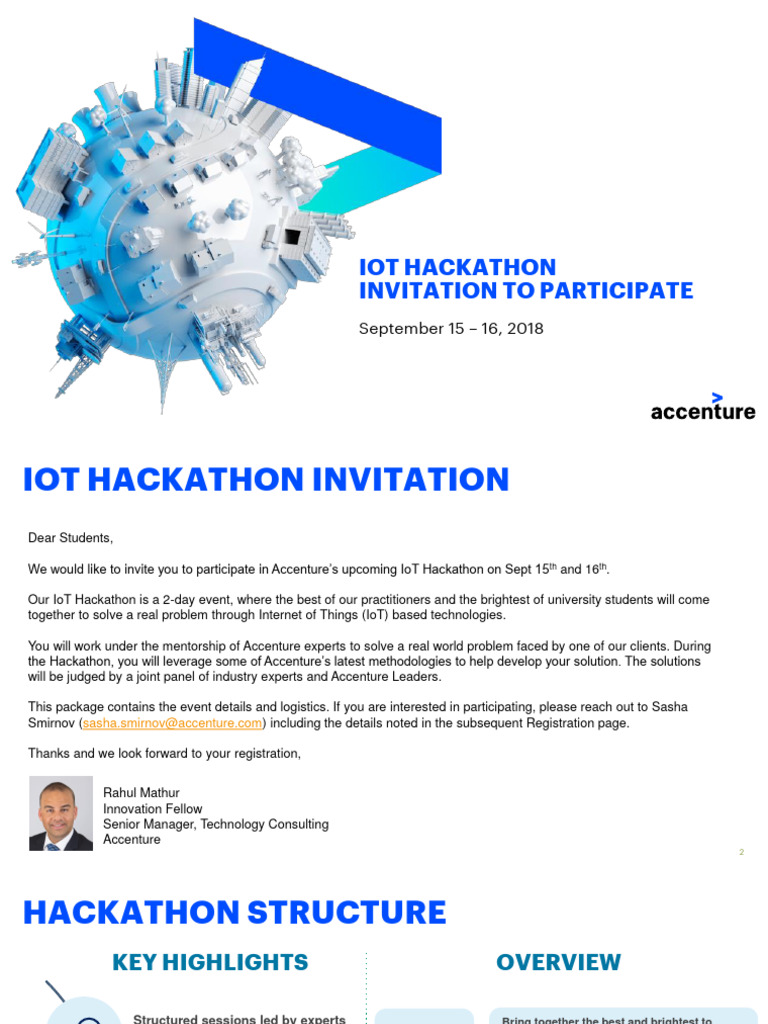 Iot Hackathon Invitation and Application Instructions | PDF | Internet Of Things | Accenture