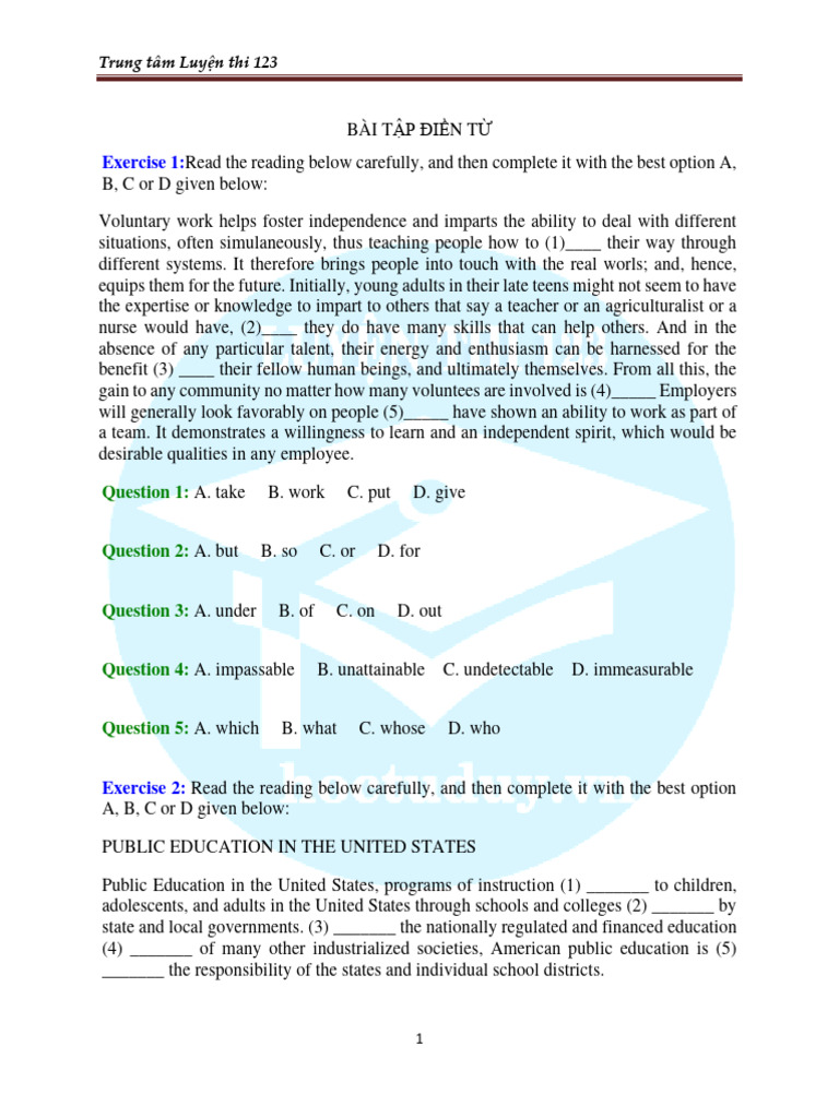 BÀI TẬP ĐIỀN TỪ | PDF | Rainbow | Operating System