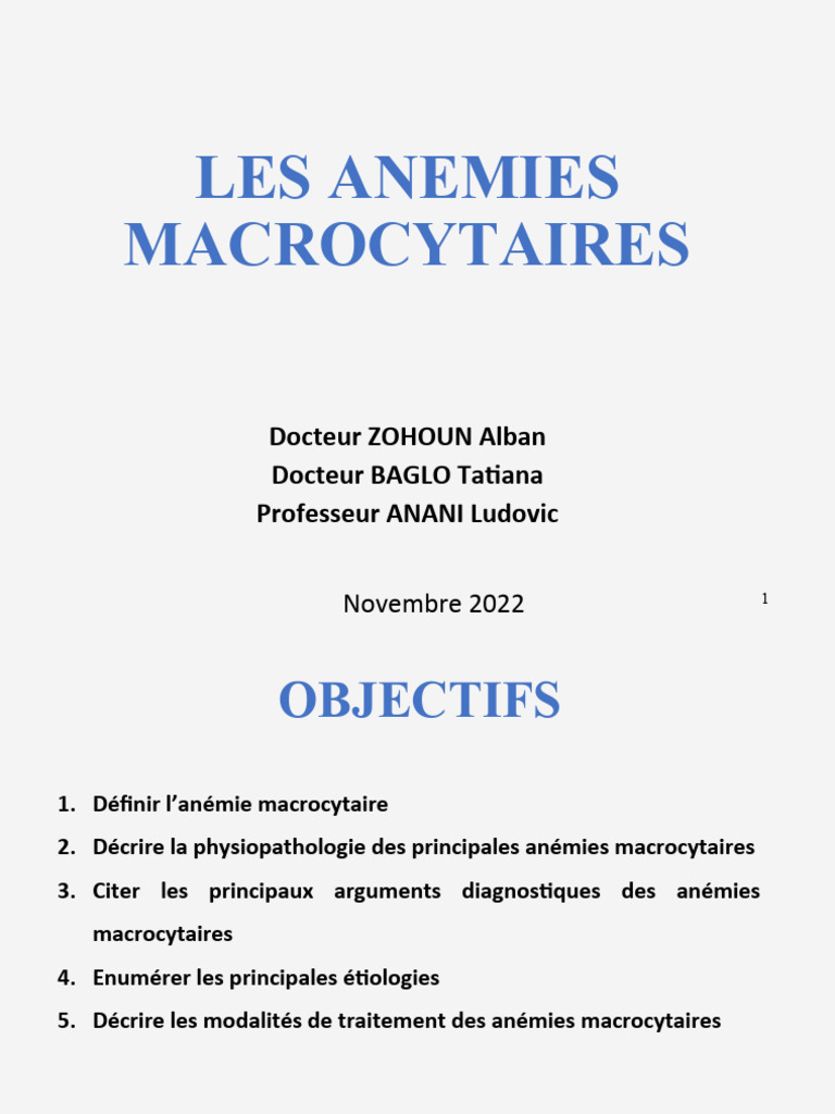 Anémies Macrocytaires : Définition et Étiologies | PDF | Anémie | Sang