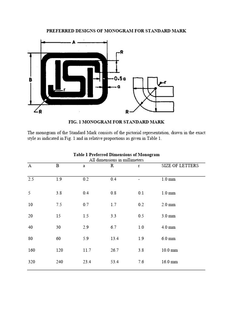 Monogram Dimensions for Standard Mark | PDF
